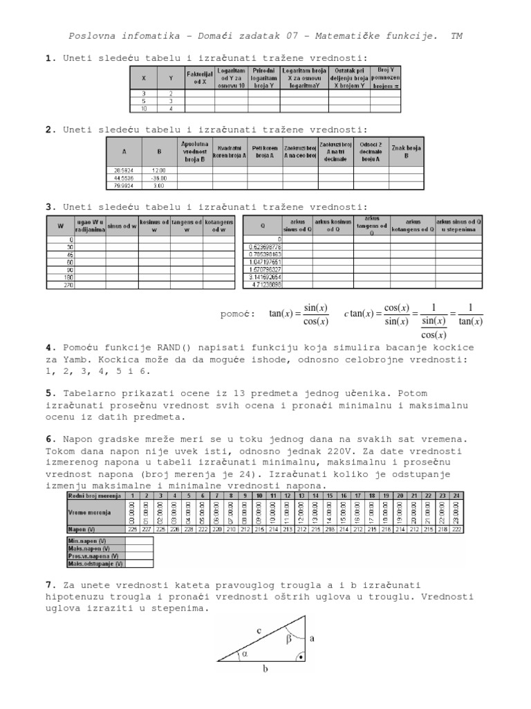 Domaci PI3 07 - Matematicke Funkcije | PDF