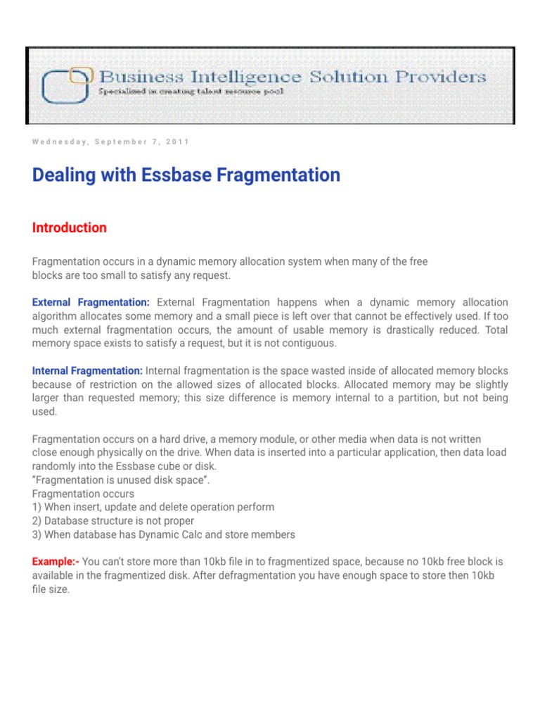 Dealing With Essbase Fragmentation | PDF | Databases | Data Management