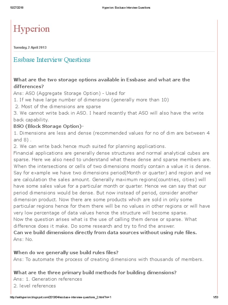 Essbase Interview Questions | PDF | Databases | Information Retrieval