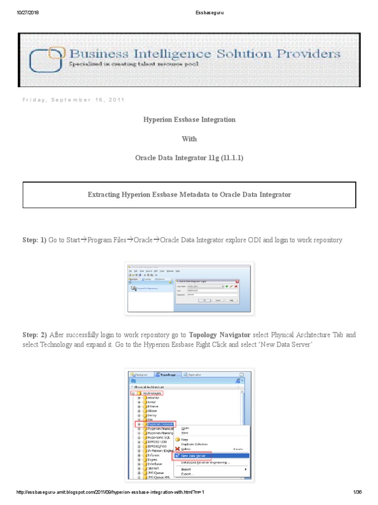Extracting Hyperion Essbase Metadata To Oracle Data Integrator | PDF ...