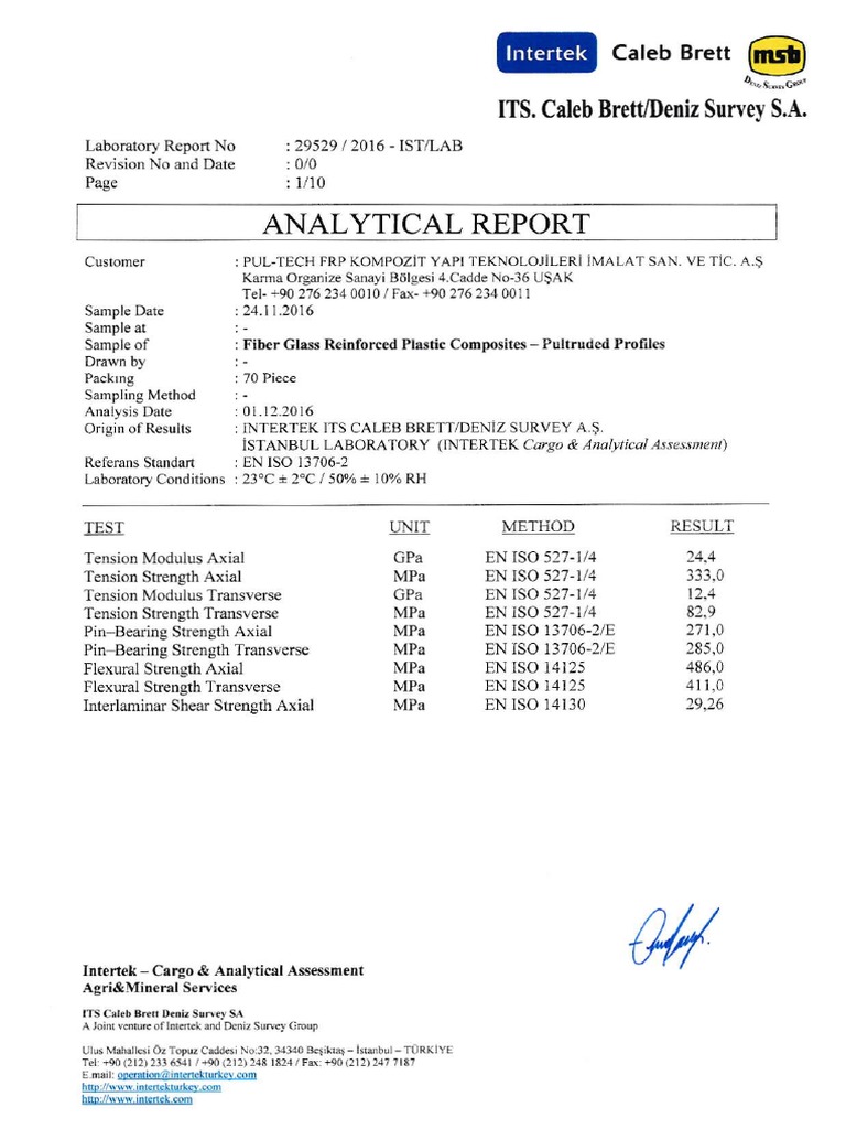 Intertek FRP Mechanical Testing Report | PDF | Fibre Reinforced Plastic ...