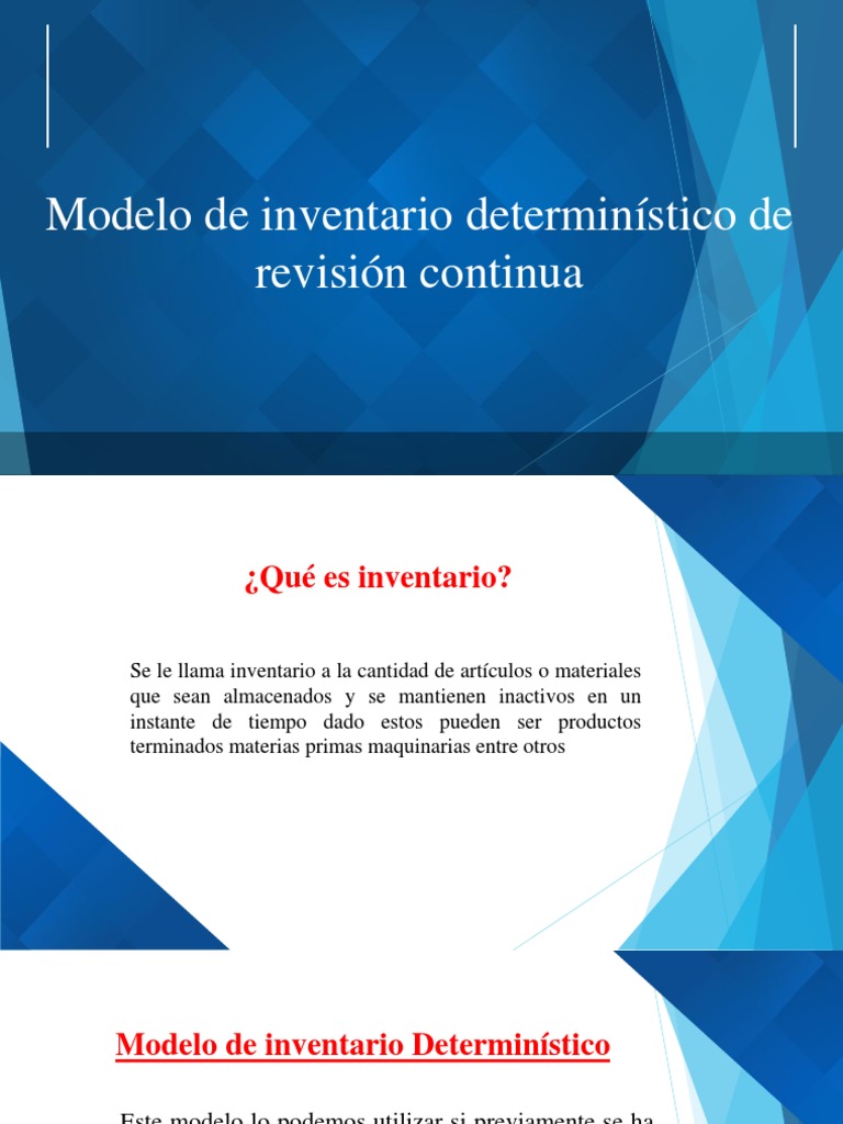 Presentacion Modelo Deterministico de Revision Continua | Inventario ...