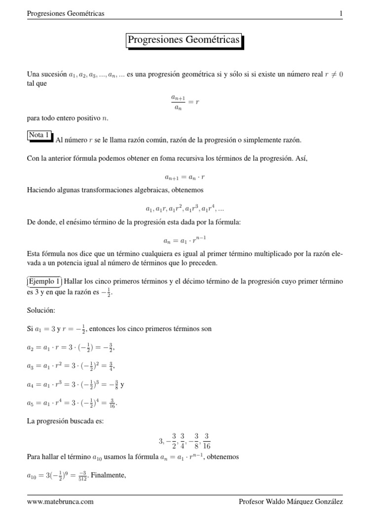 Progresiones Geometricas PDF | PDF | Número racional | Álgebra