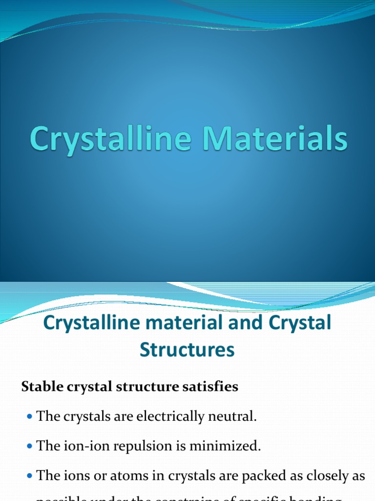 Ch-27.2 Crystalline Materials & Detects in Crystalline Materials | PDF ...