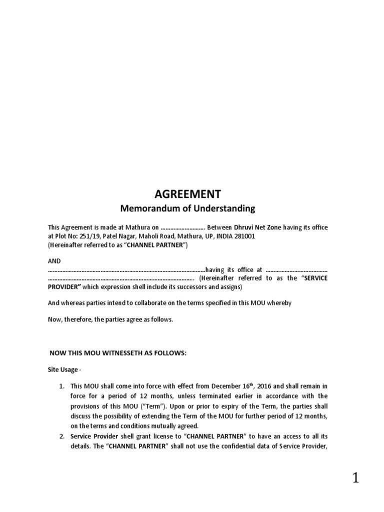 Agreement - For - Reliance Caf Form Filling | Download Free PDF ...