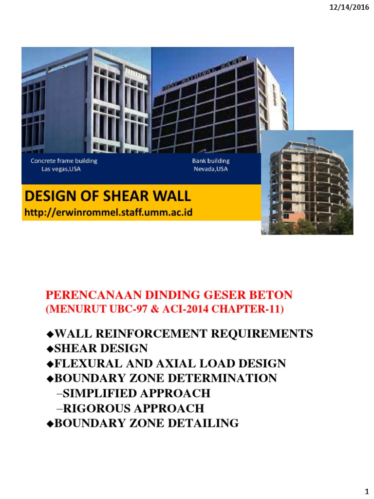 Desain dan Detailing Dinding Shear Wall | PDF