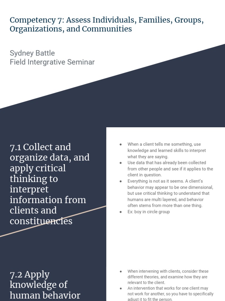 Competency 7: Assess Individuals, Families, Groups, Organizations, and ...