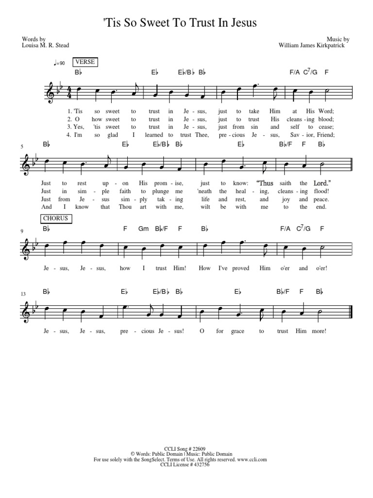 'Tis So Sweet To Trust in Jesus | PDF