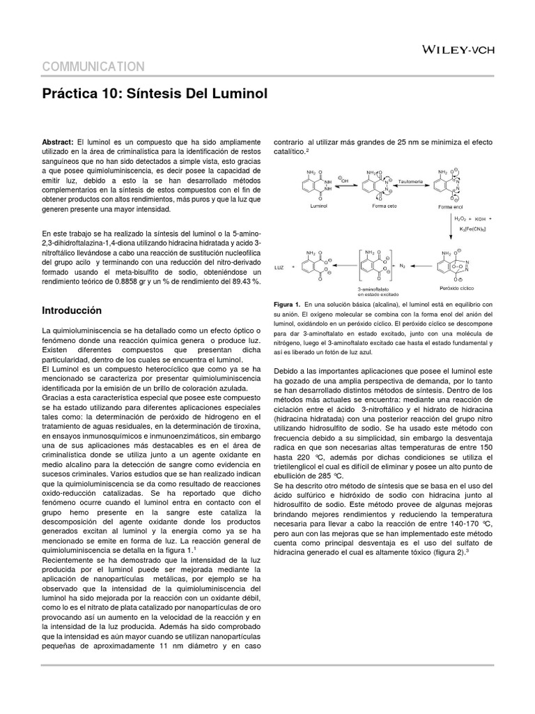 Reporte Luminol | PDF | Redox | Materiales