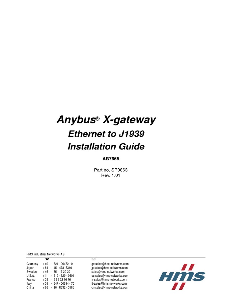 Anybus X-Gateway: Ethernet To J1939 Installation Guide | PDF ...