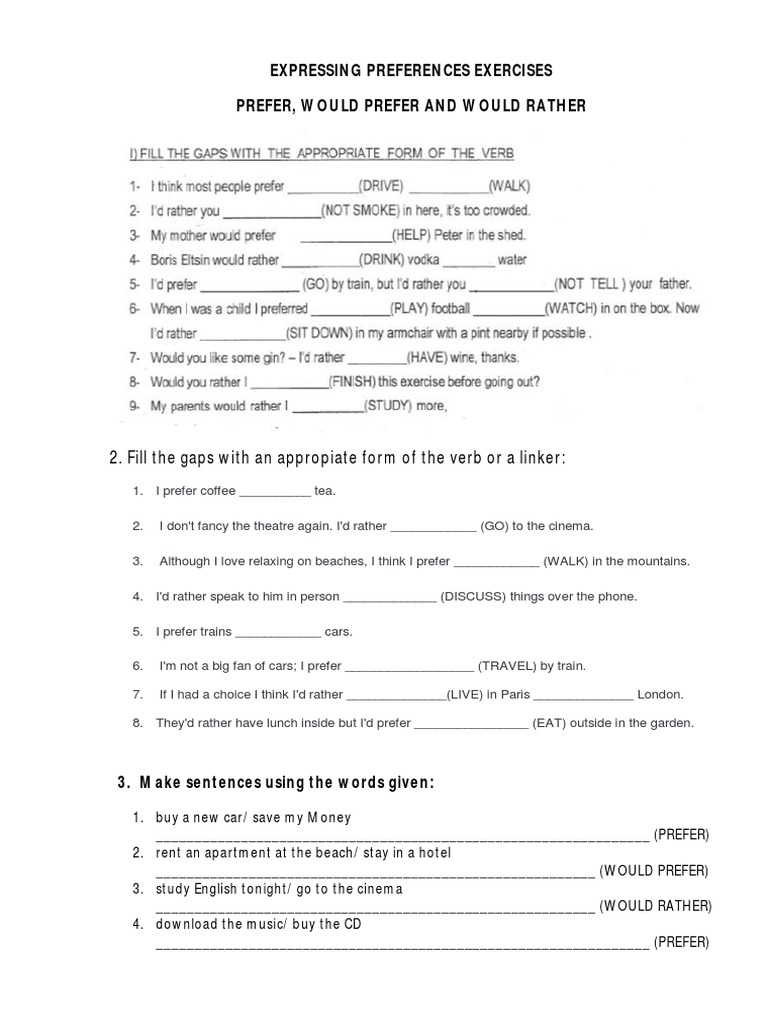 Expressing Preferences: A Guide to Using "Prefer", "Would Prefer", and ...