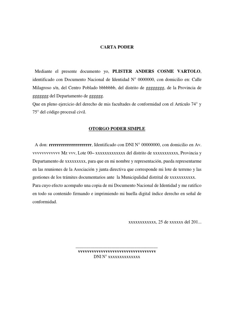 Carta Poder Simple | PDF