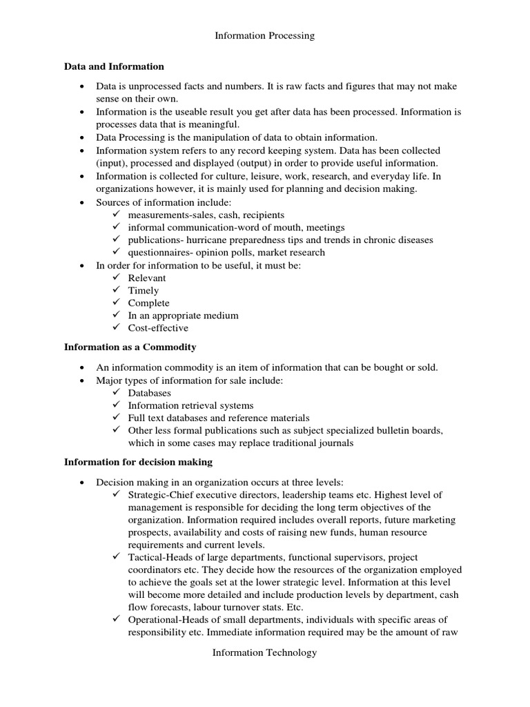 CSEC Information Technology Summary | PDF | Information Technology ...
