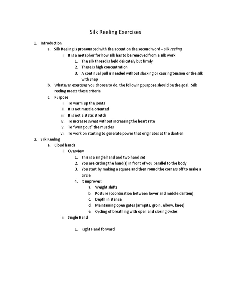 Silk Reeling Exercises | PDF | Hand | Sports