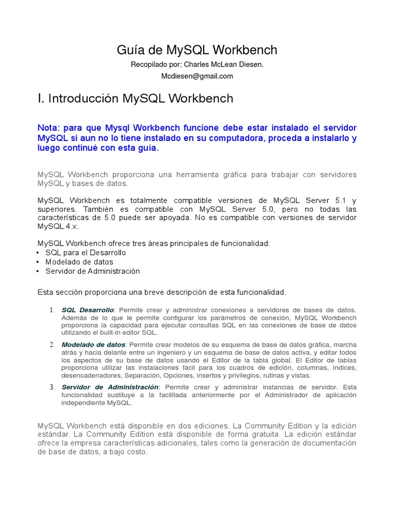 Guia de Mysql Workbench 5.2 | PDF | Mi sql | Servidor (Computación)