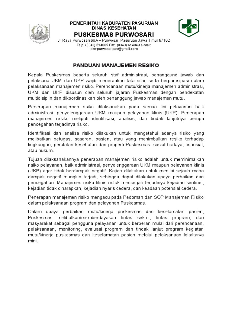 Panduan Manajemen Risiko | PDF