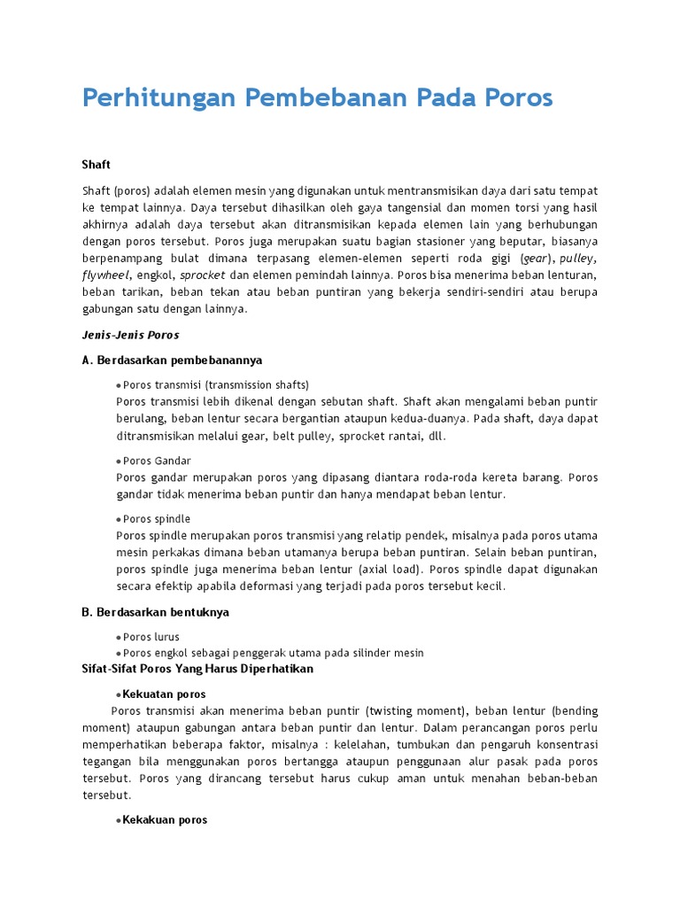 Rumus Perhitungan Poros | PDF