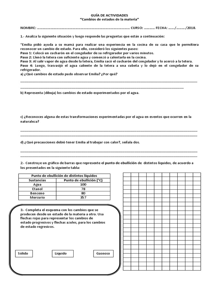 GUÍA de ACTIVIDADES Cambios de Estados de La Materia | PDF