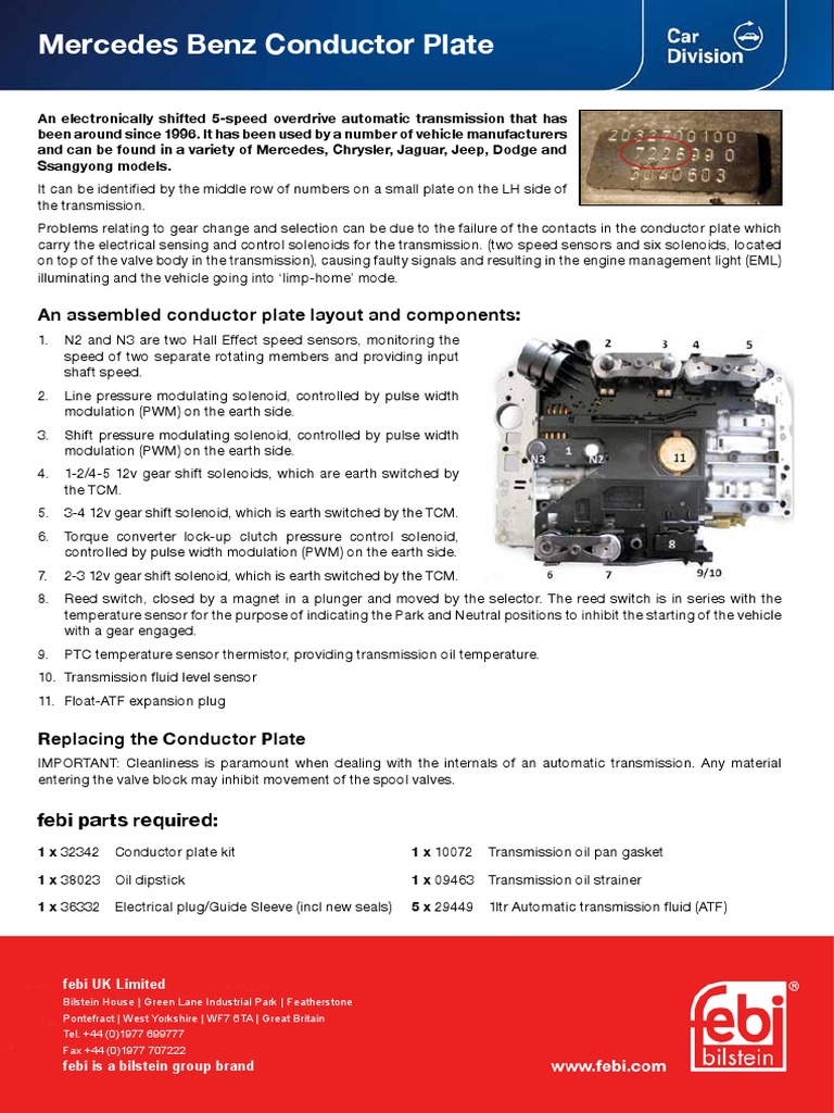Mercedes Automatic Transmission Conductor Plate | PDF | Automatic ...
