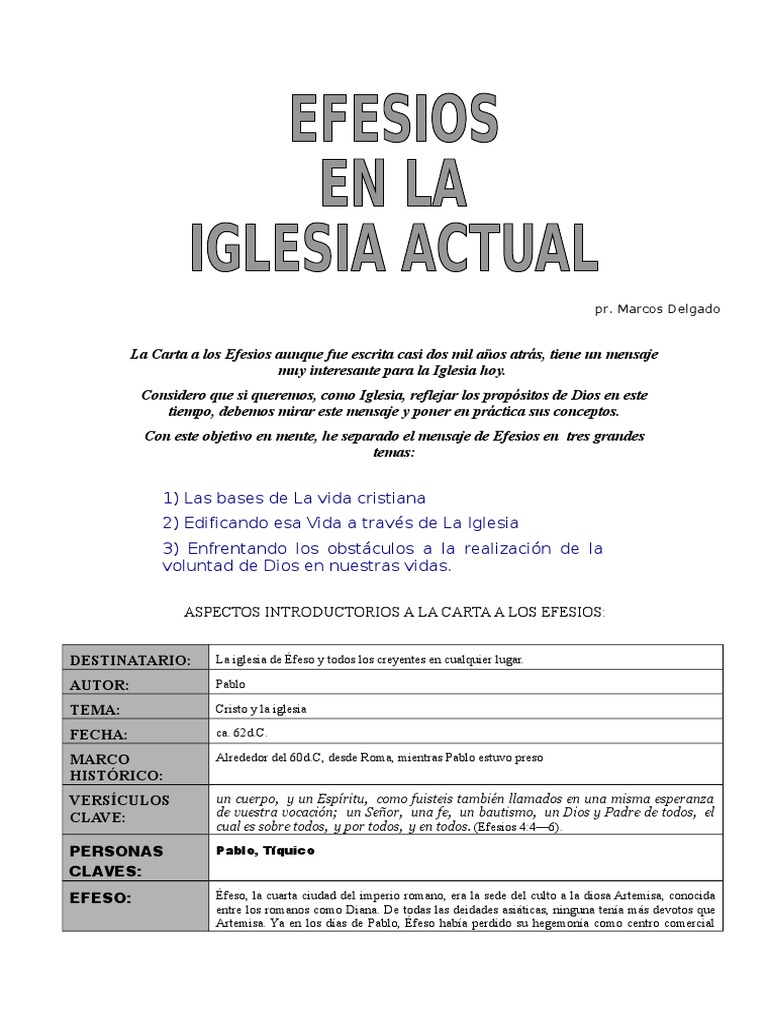Mensaje y Propósito de Efesios | PDF | Epístola a los efesios | Cristo ...