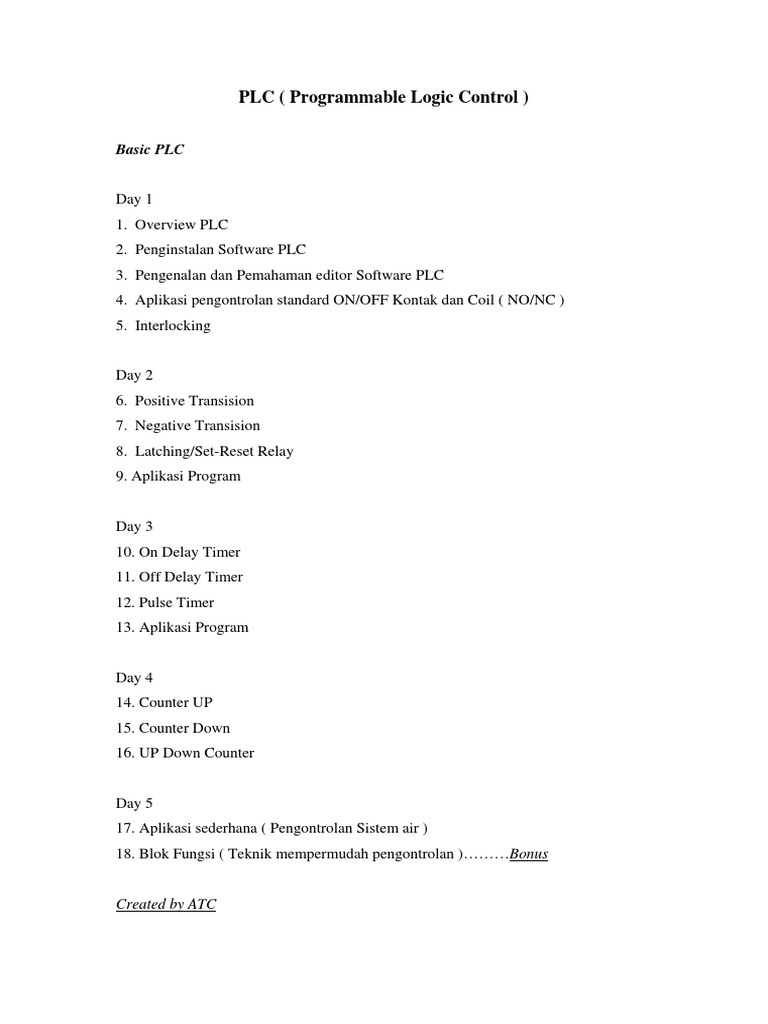 PLC Dasar PDF | Download Free PDF | Programmable Logic Controller | Control Theory