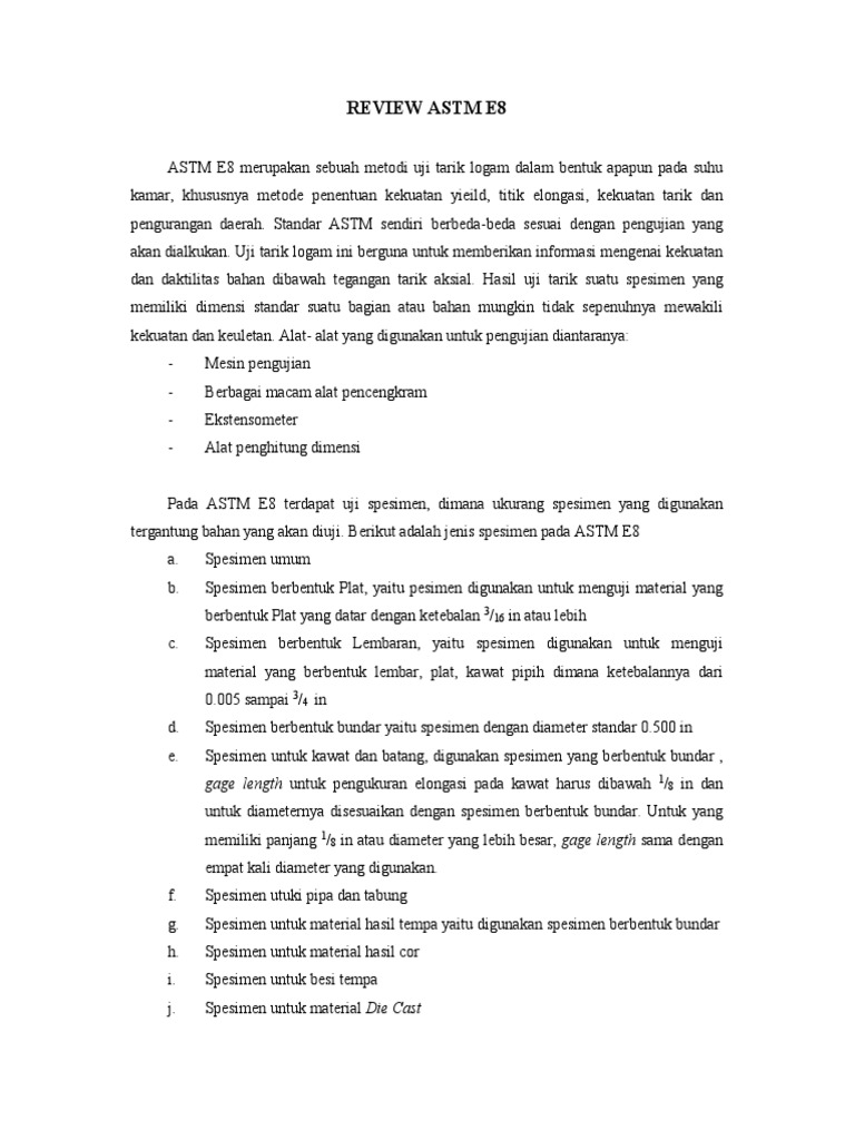Review Astm E8 | PDF