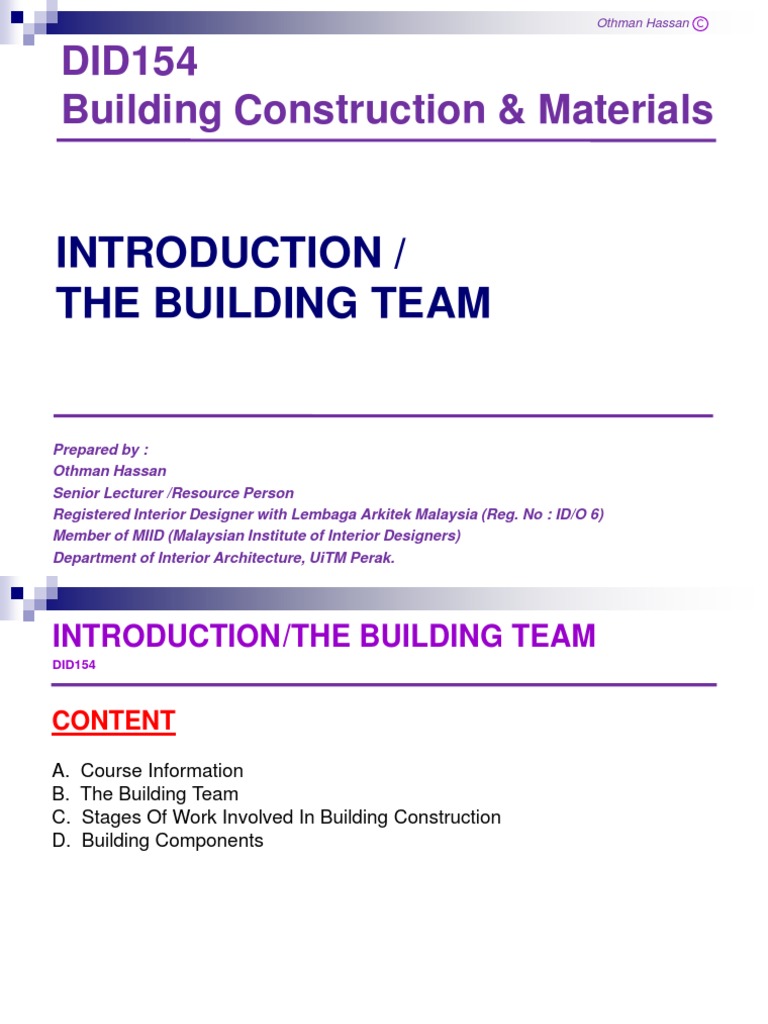 Did154 Introduction BUILDING CONSTRUCTION | PDF | General Contractor ...