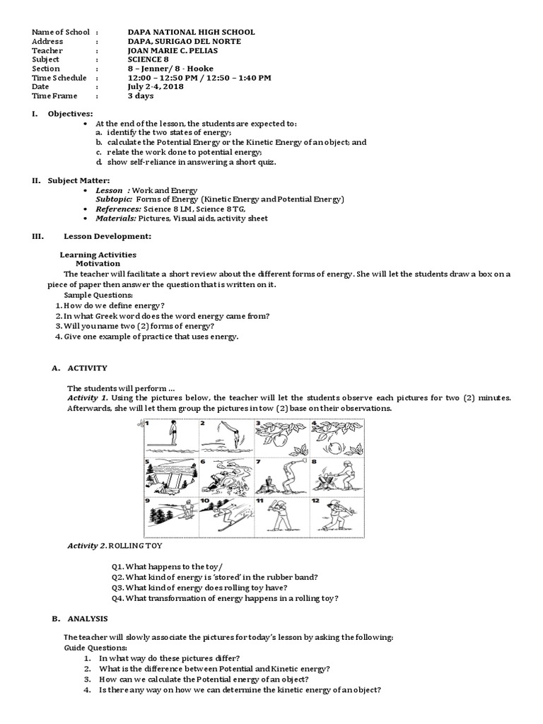 G. July 2-4 (Kinetic Energy and Potential Energy) | PDF | Potential ...
