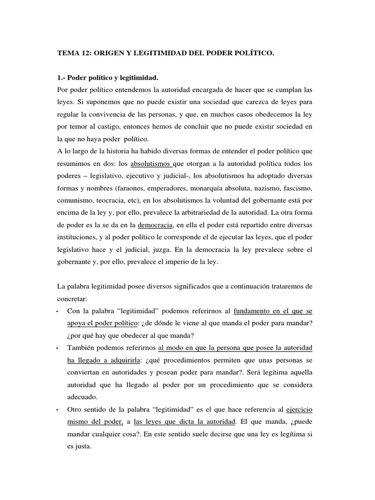 Origen Del Poder PDF | PDF | Contrato social | Democracia