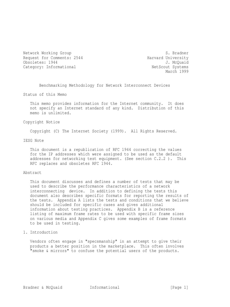 Rfc2544 Ethernet Throughput | PDF