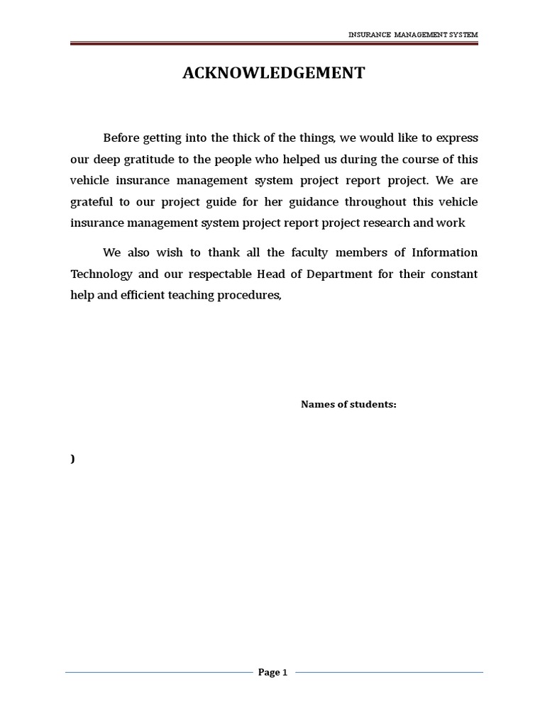 Vehicle Insurance Management System Report | Download Free PDF ...