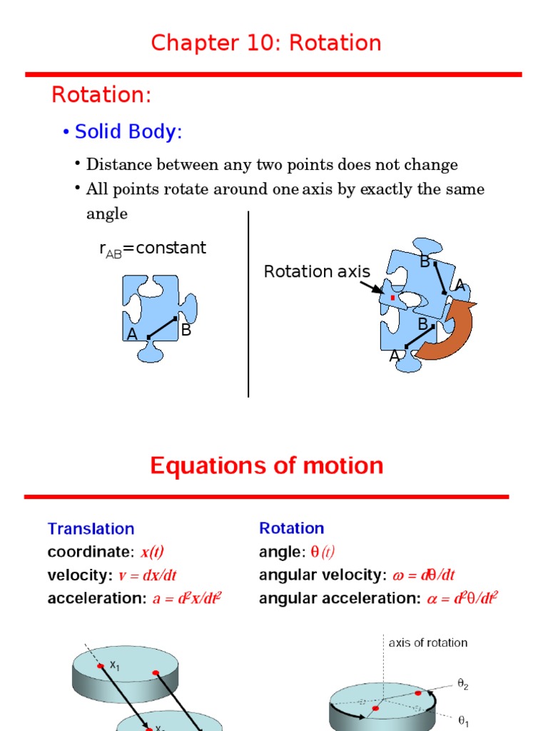 Chapter 10: Rotation Rotation:: Solid Body | PDF | Rotation Around A ...