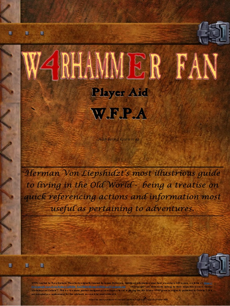Wfpa3.2.2 Wfrp 4e Player Aid