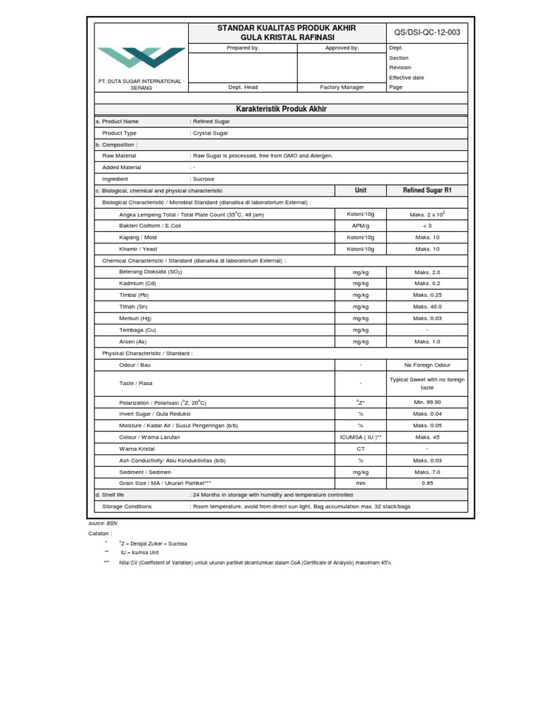 QS-17-003 Standar Kualitas Produk Akhir GKR & GKP Rev04 (Internal Memo ...