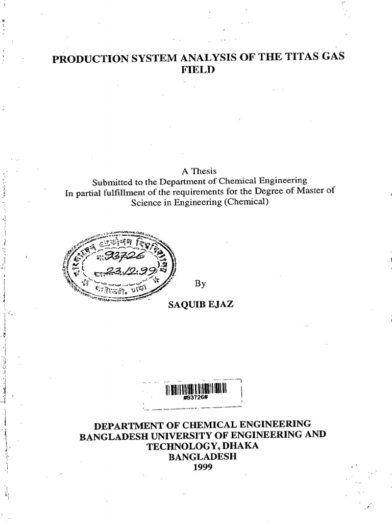 Titas Production System Analysis PDF | PDF | Thesis | Natural Gas