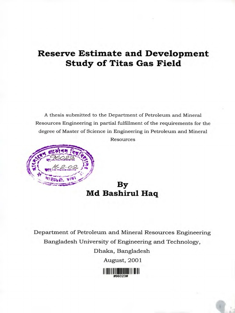 Reserve Estimate and Development Study of Titas Gas Field PDF | PDF ...