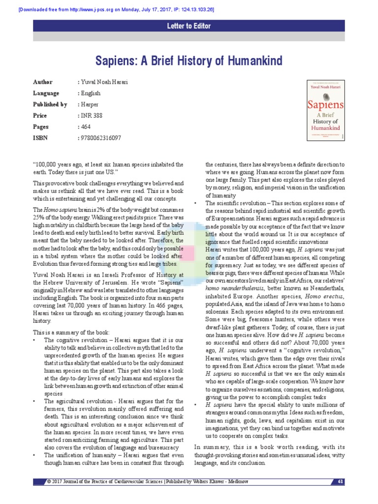 Sapiens A Brief History of Humankind PDF | PDF | Homo | Human