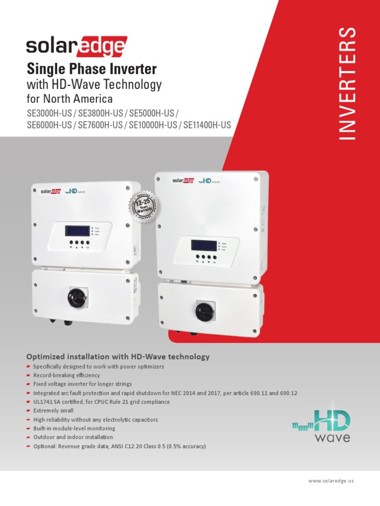 Se HD Wave Single Phase Inverter Datasheet Na 2018 10 | PDF | Power ...