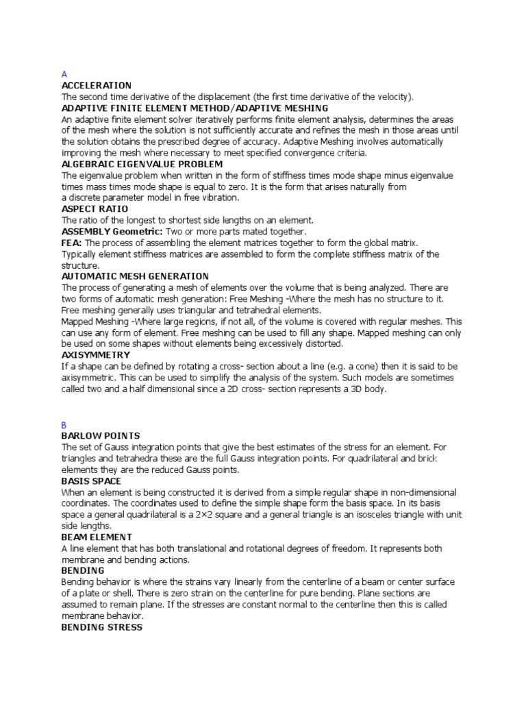 Terms Used in Fea | PDF | Eigenvalues And Eigenvectors | Matrix ...