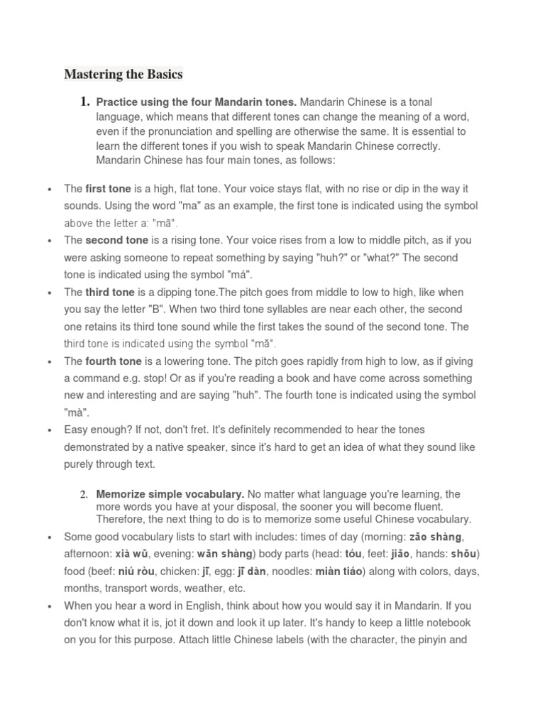 Mastering The Basic Chinese | PDF | Tone (Linguistics) | Pinyin