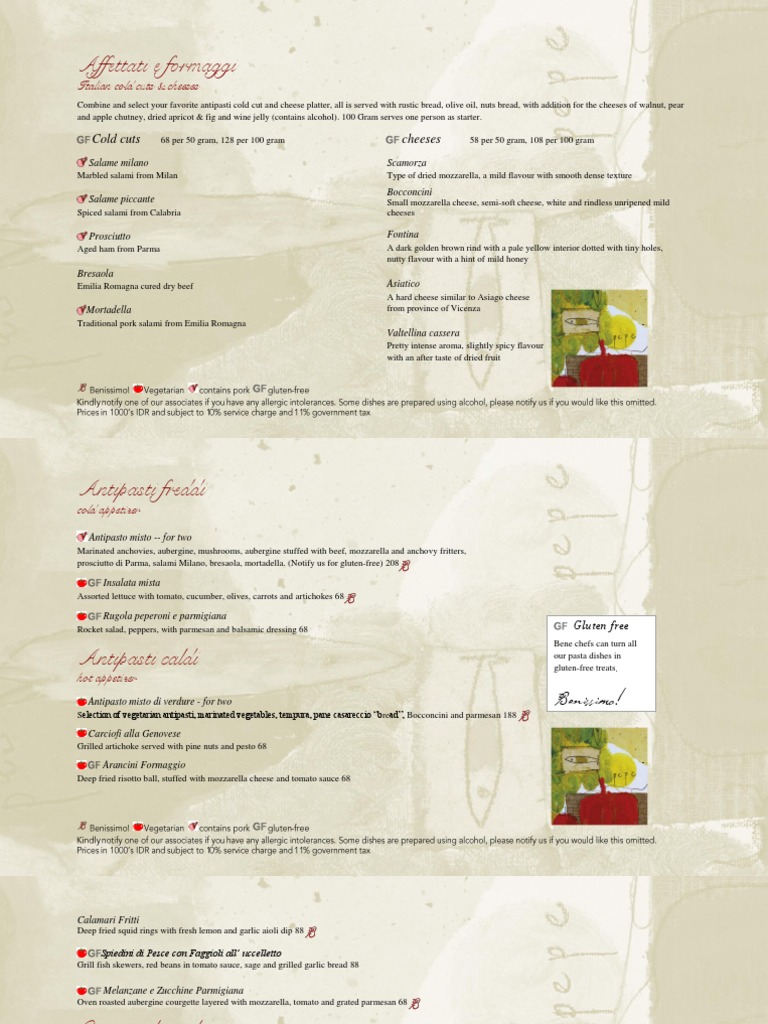 Bene Italian Kitchen - Menu | PDF | Pasta | Pizza