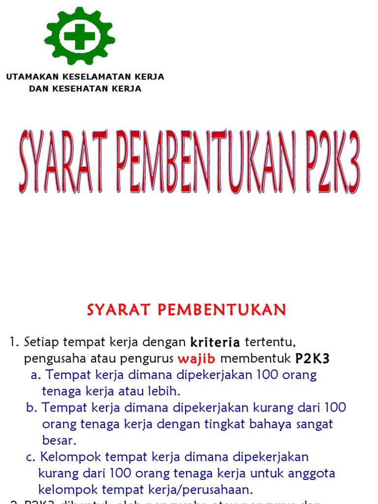 Syarat Pembentukan P2K3 | PDF