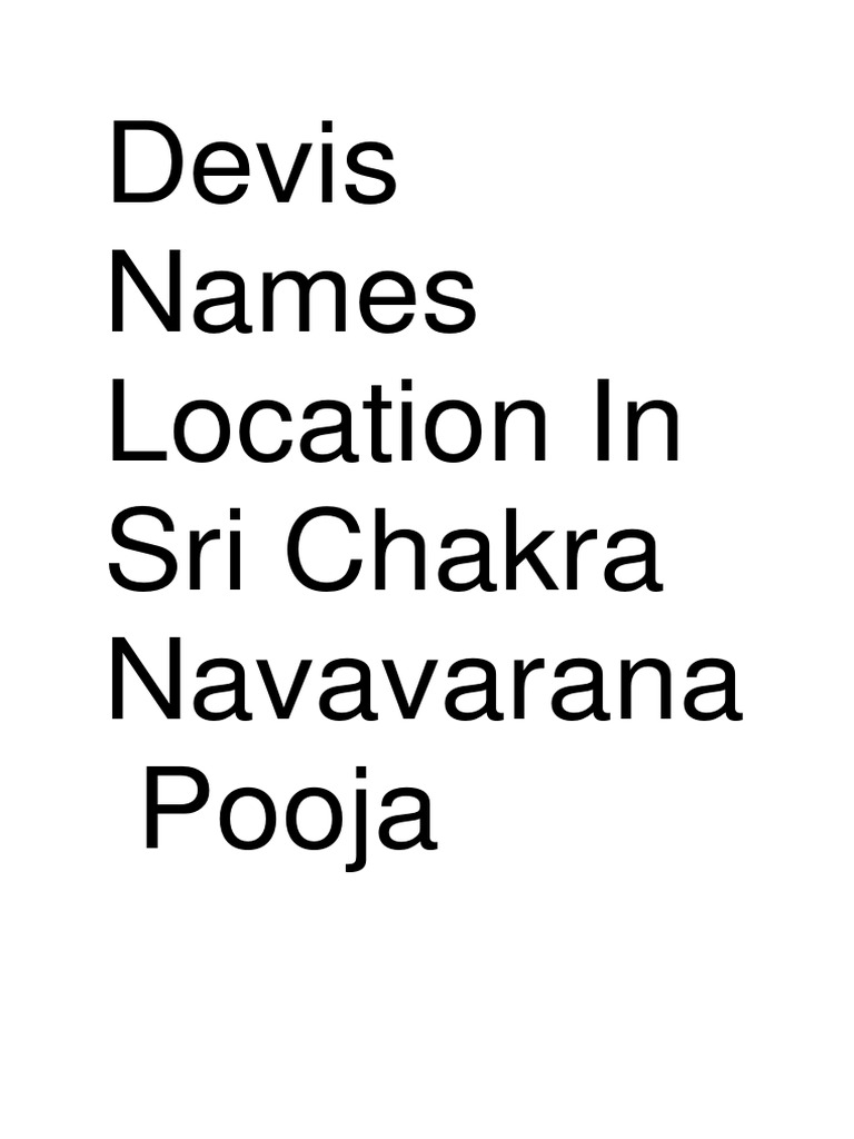 Devis in Sri Chakra Navavarana Pooja | PDF | Asian Mythology | Deities