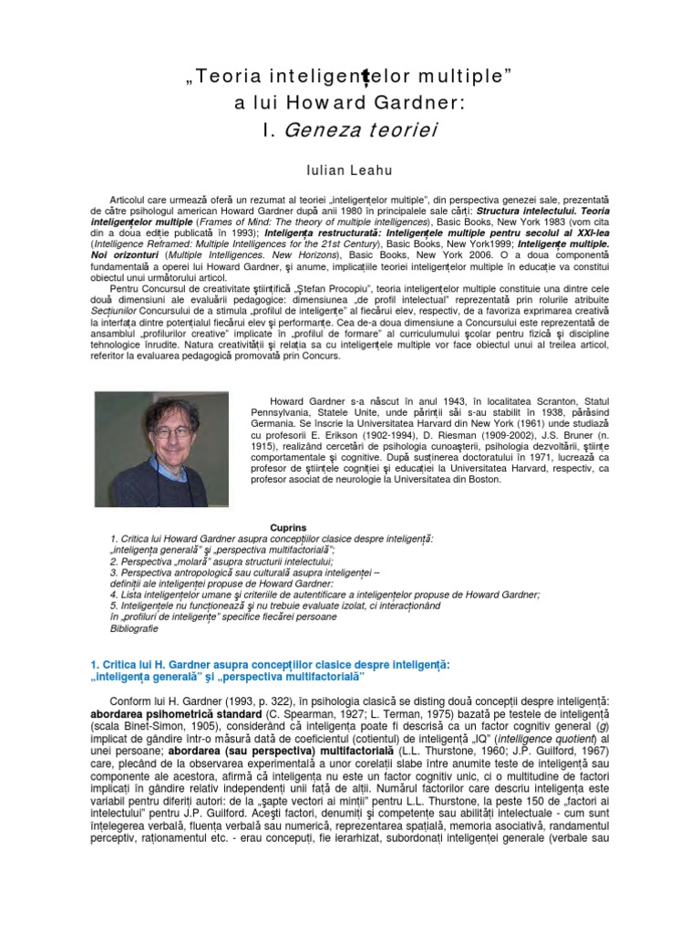 Teoria Inteligentelor Multiple | PDF