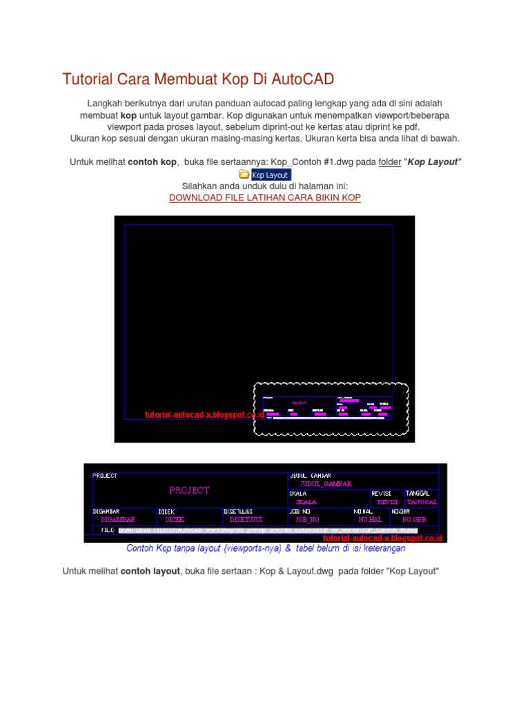 Cara Membuat Kop Gambar di AutoCAD | PDF | Komputer