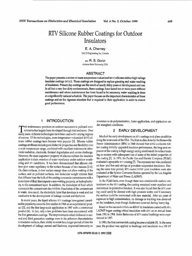RTV Silicone Rubber Coating | PDF | Silicone | Insulator (Electricity)
