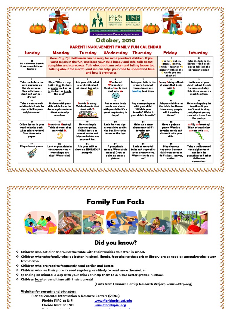 PB Parent Resource Calendar Oct 2010 | PDF | Foods