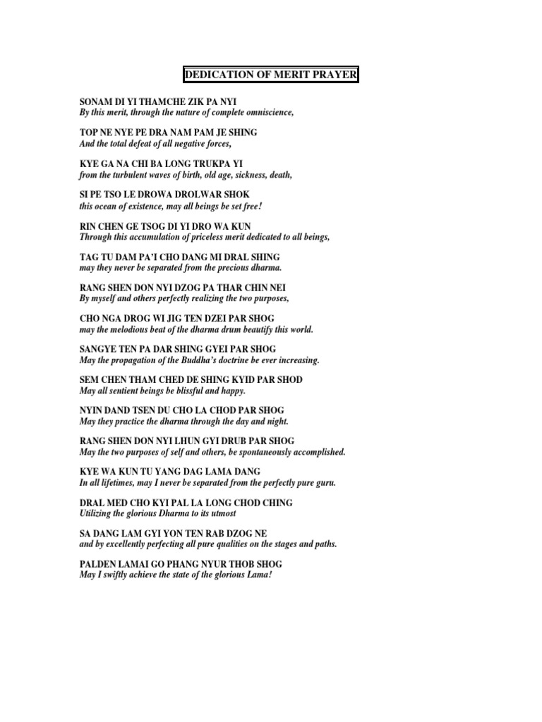 Dedication of Merit Prayer-1 PDF | PDF