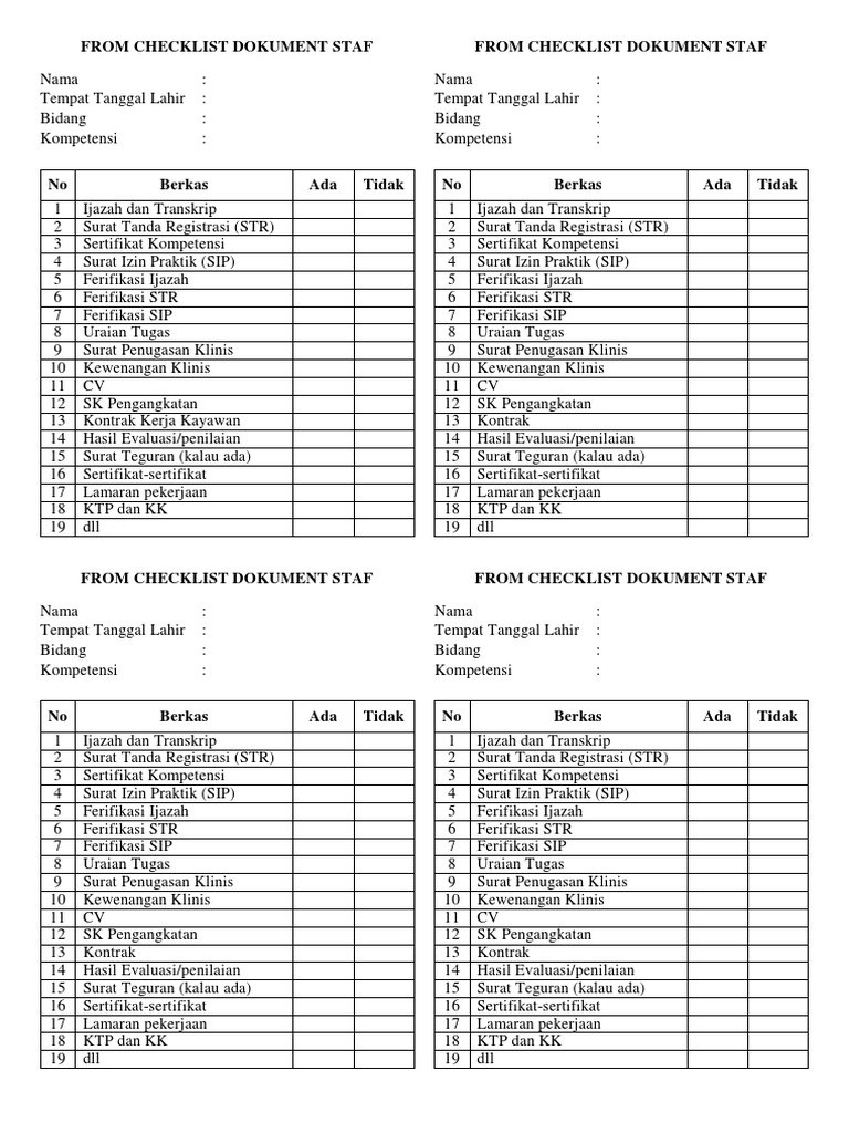 From Checklist Dokument Staf | PDF