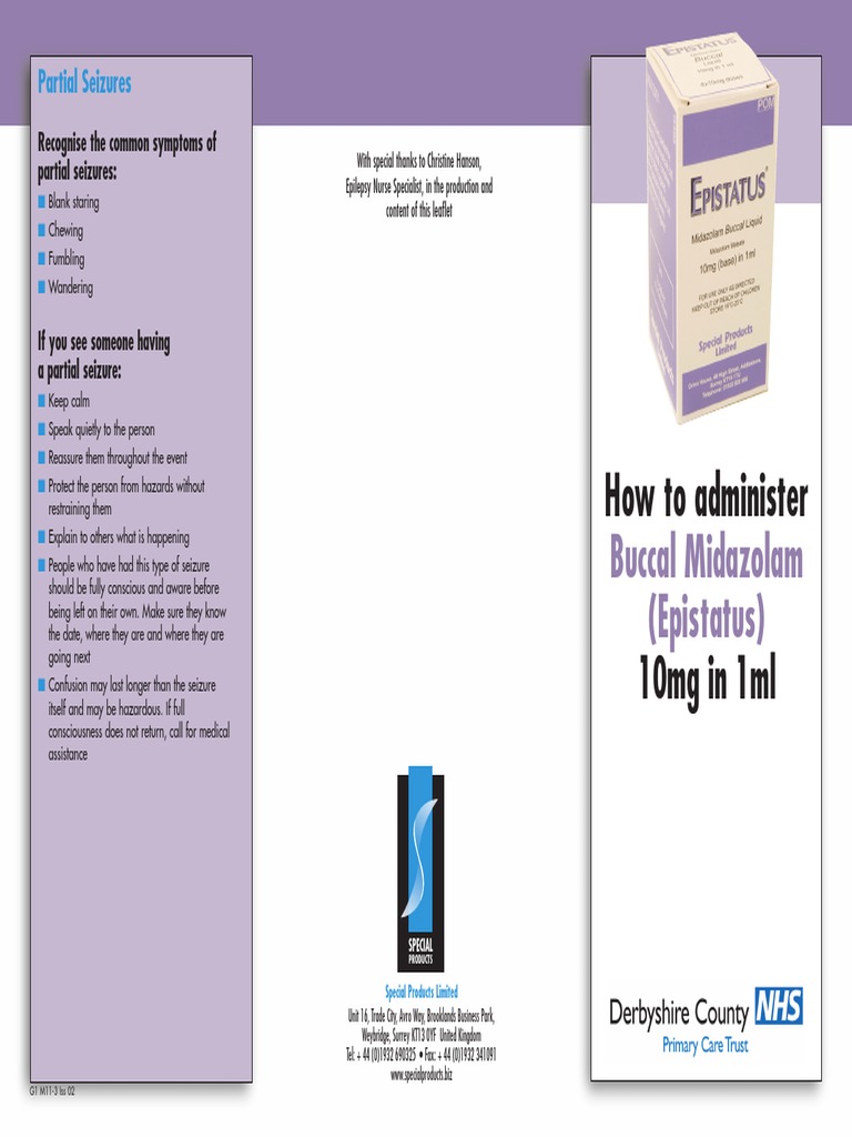 Epistatus - Administer Leaflet - DerbyPCT PDF | PDF | Syringe | Epilepsy